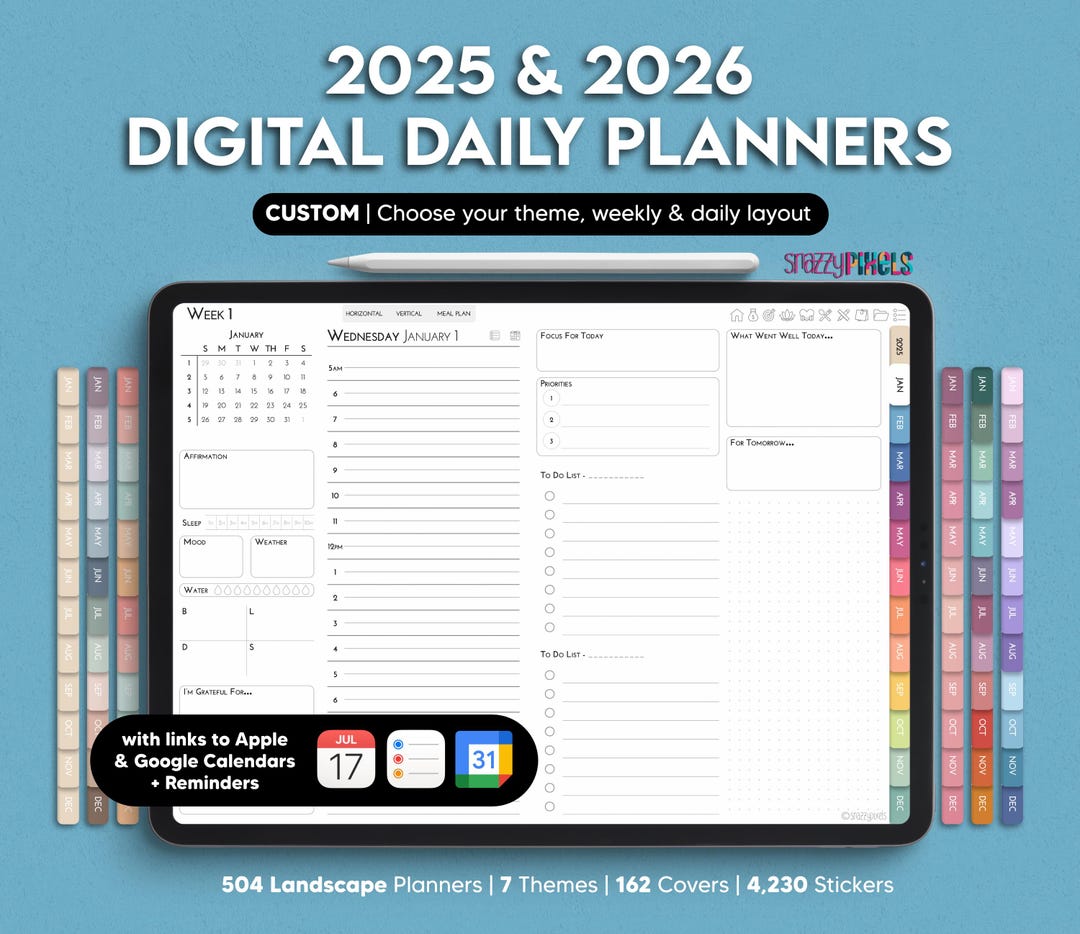 2025 & 2026 Custom Digital Planner, All-in-One Digital Daily Planner ...