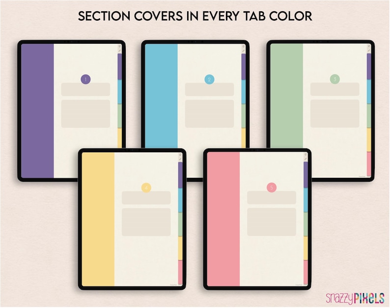 5 Digital Notebooks (candy), 5 Tabs for Goodnotes Notability, Digital ...