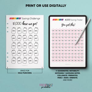 1000 Savings Challenge Printable PDF, 1k Savings Tracker Printable ...