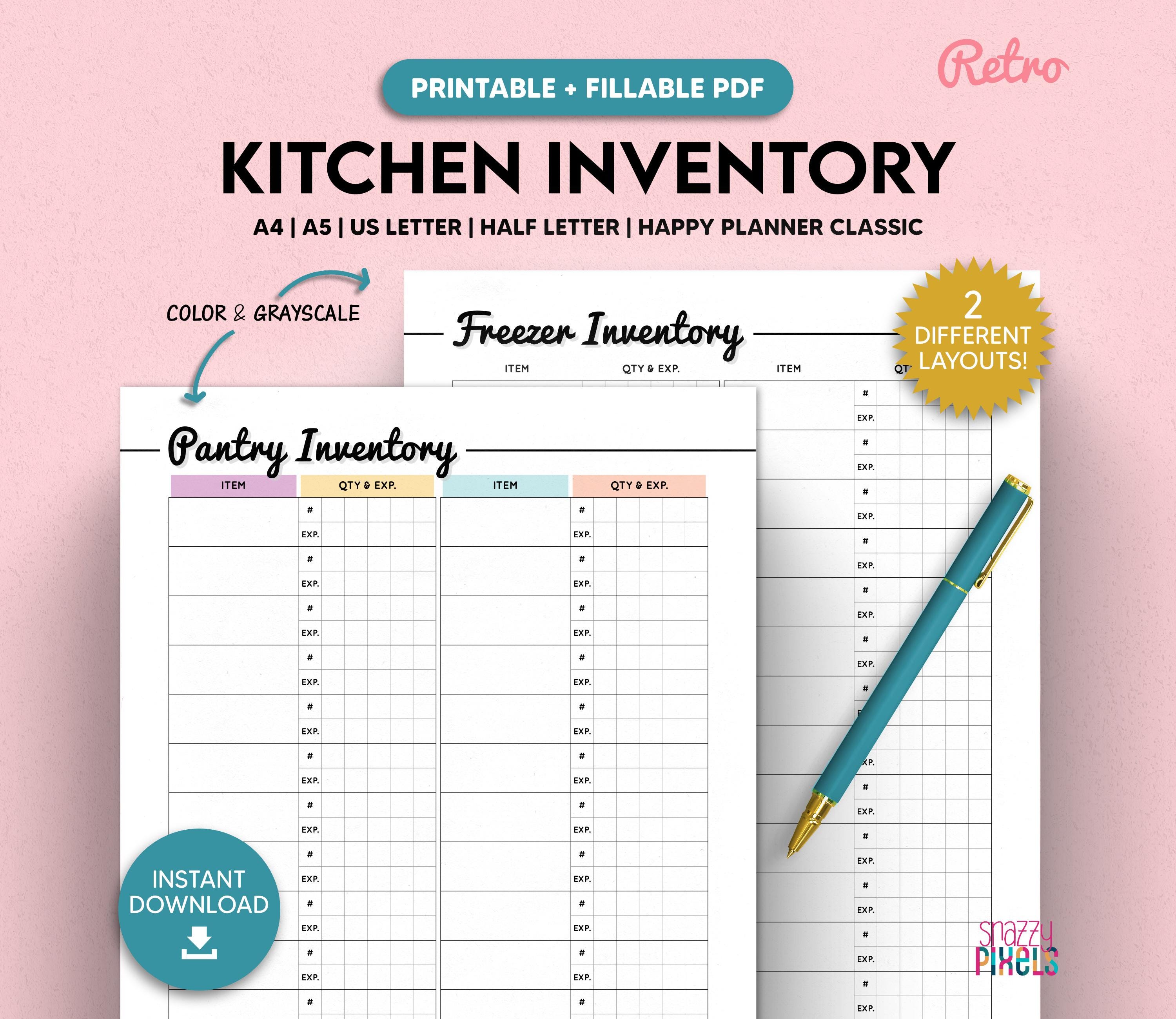 Kitchen Inventory Printable Template, Fridge Freezer Pantry Herbs ...