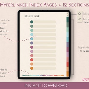 5 Digital Notebooks boho, 12 Tabs for Goodnotes Notability, Digital ...