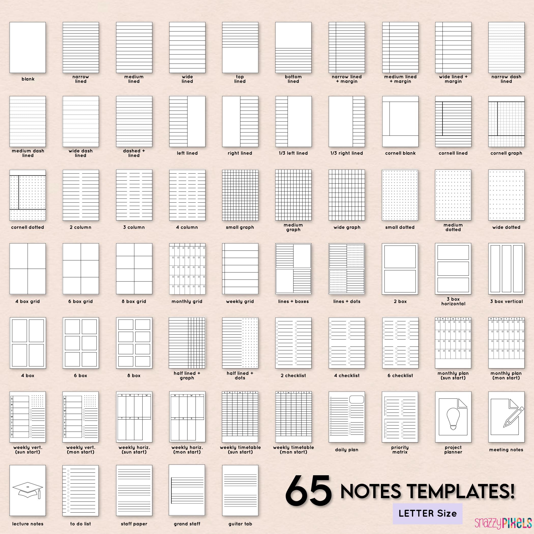 Digital Notes Templates (letter Size) Goodnotes Notability College ...