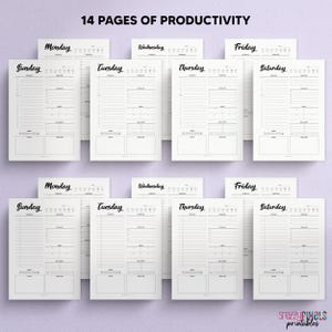 Productivity Planner Printable PDF (B&W), Daily Weekly Monthly Planner ...