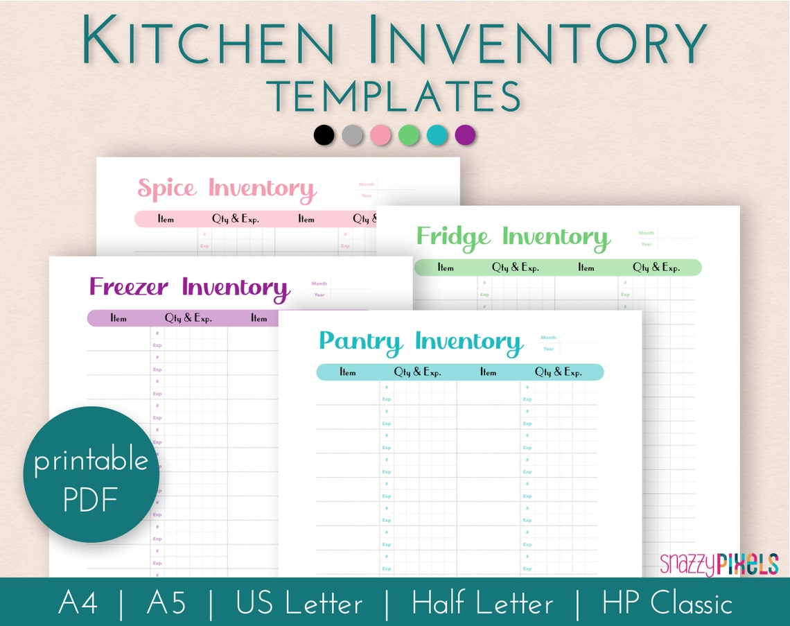 Kitchen Inventory Printables PDF Pantry Inventory Fridge - Etsy