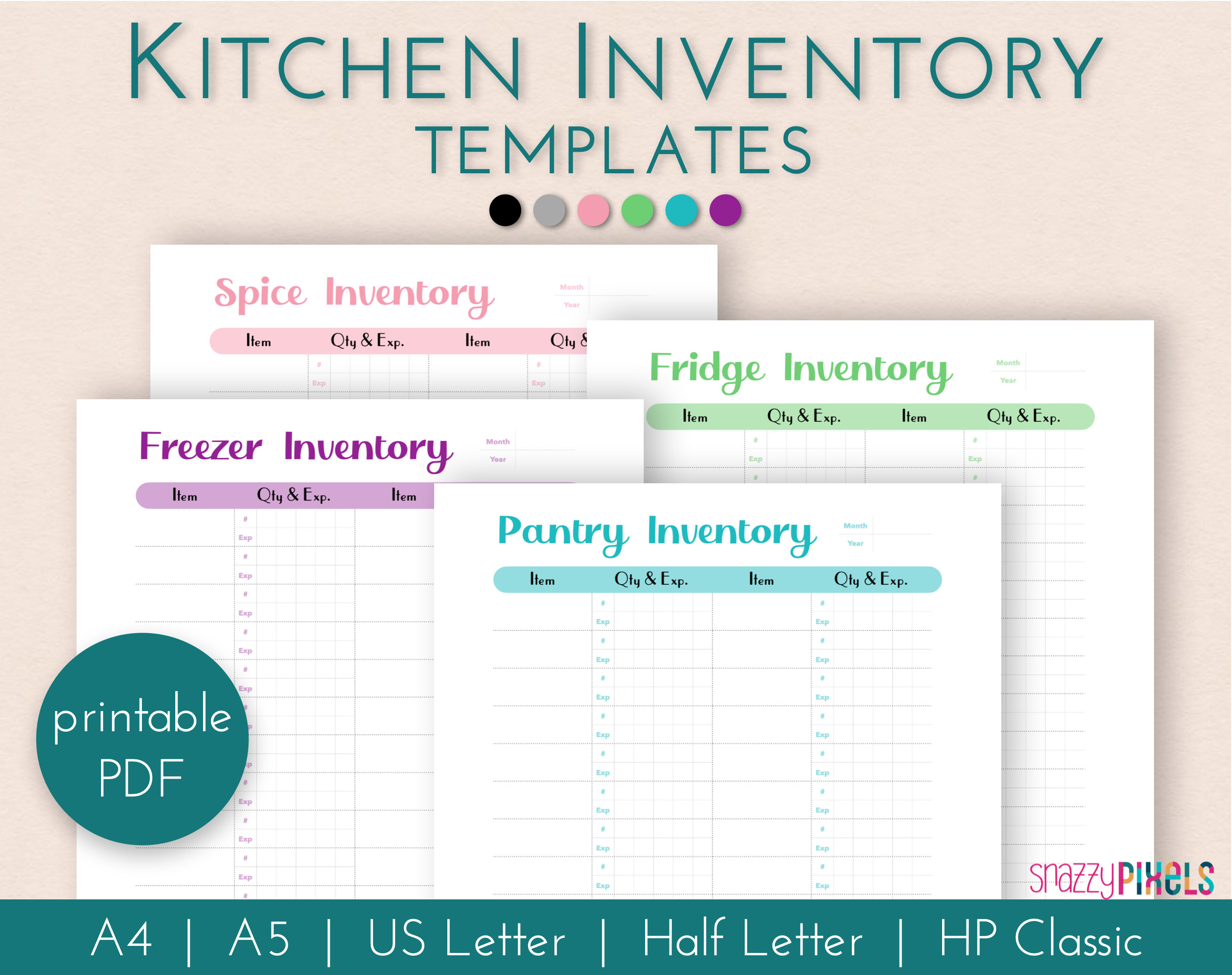 Kitchen Inventory Printables PDF Pantry Inventory Fridge - Etsy
