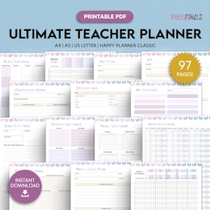 Teacher Planner Printable (cool Blossom), Undated Teaching Binder ...