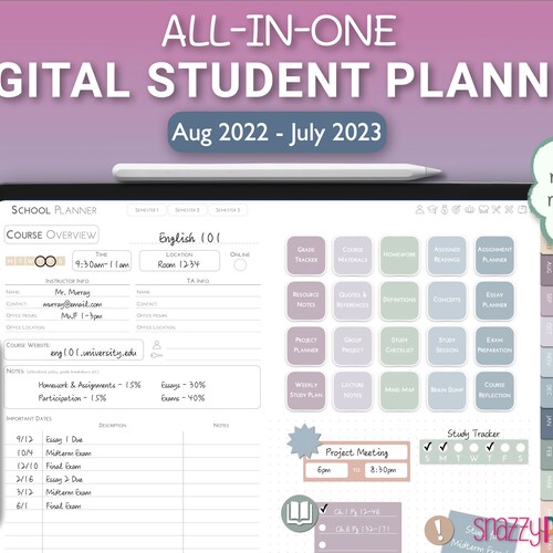 ALL-IN-ONE Digital Student Planner coral 2022-2023 Academic - Etsy