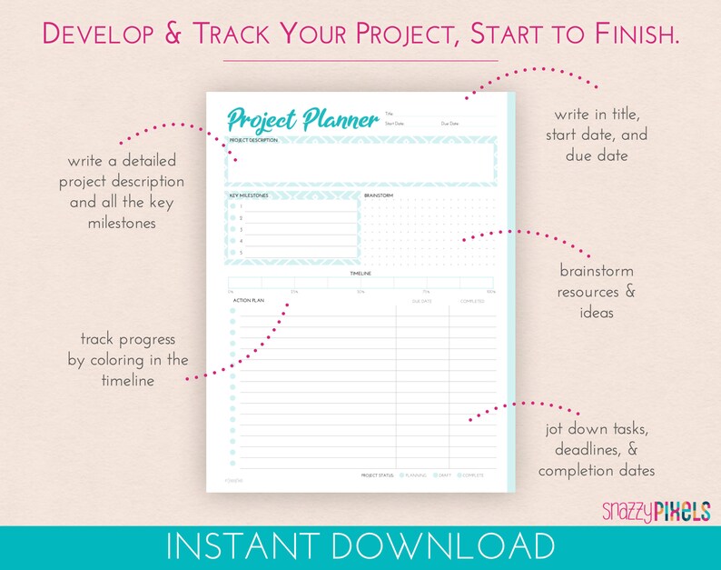 Project Planner Printable Project Template Project Tracker - Etsy