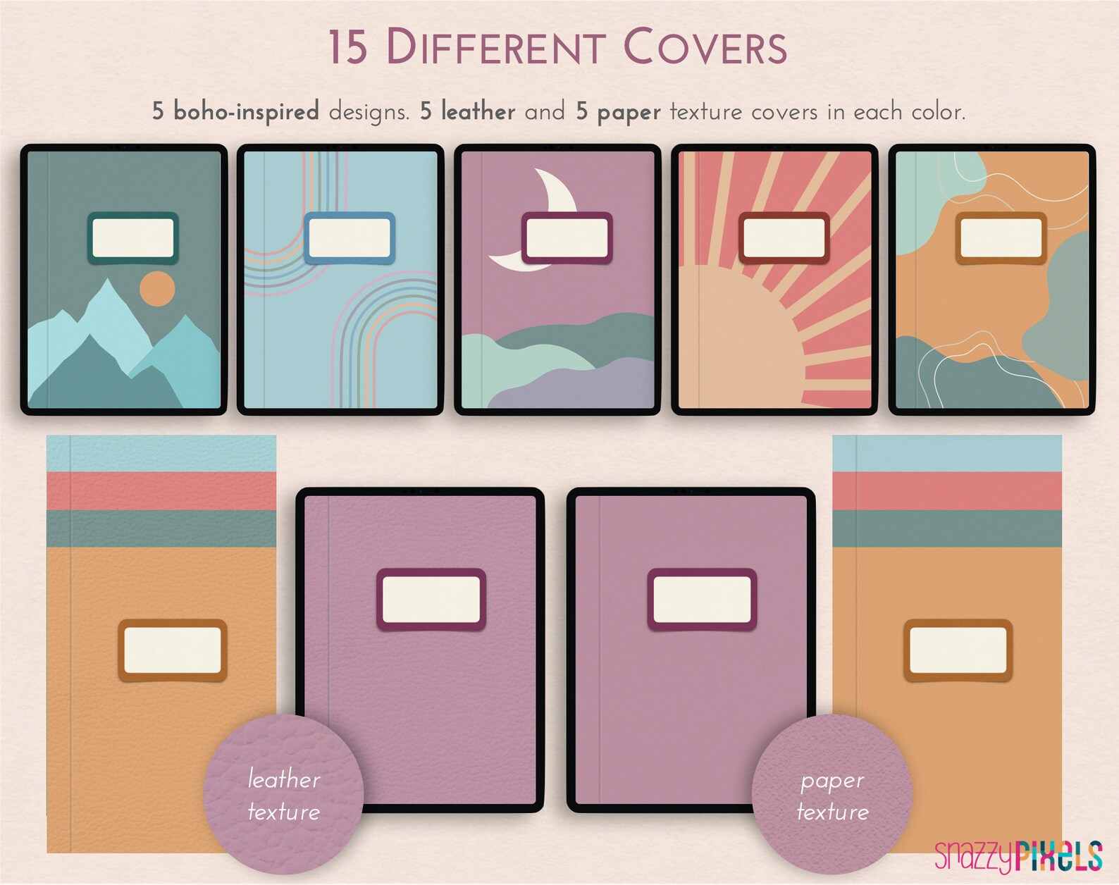 5 Digital Notebooks boho 12 Tabs for Goodnotes Notability - Etsy