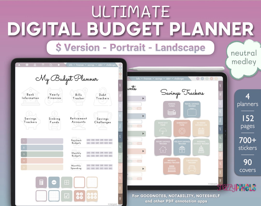 Digital Budget Planner neutrals Digital Finance Planner - Etsy