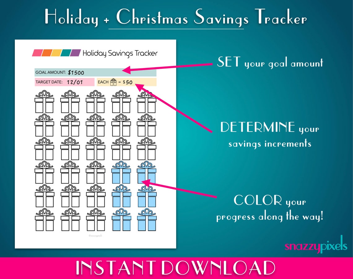 Holiday Savings Tracker printable PDF Christmas Savings - Etsy