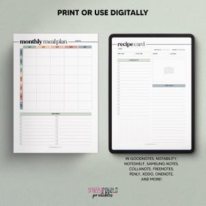 Meal Planner Printable, Weekly Meal Menu Planner DIY Recipe Planner ...
