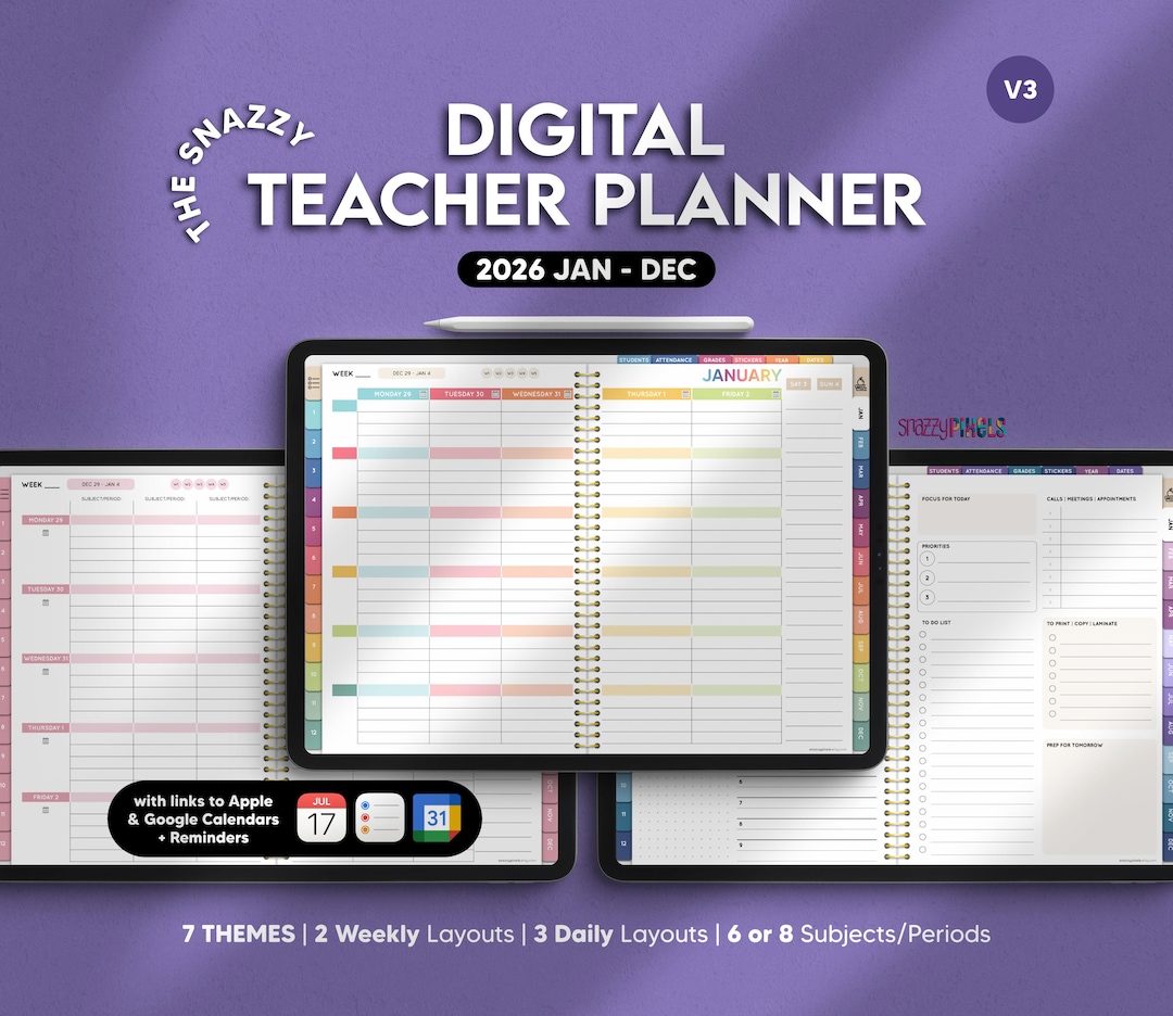 2026 Digital Teacher Planner, Lesson Plan, Grade Book (digital Download ...