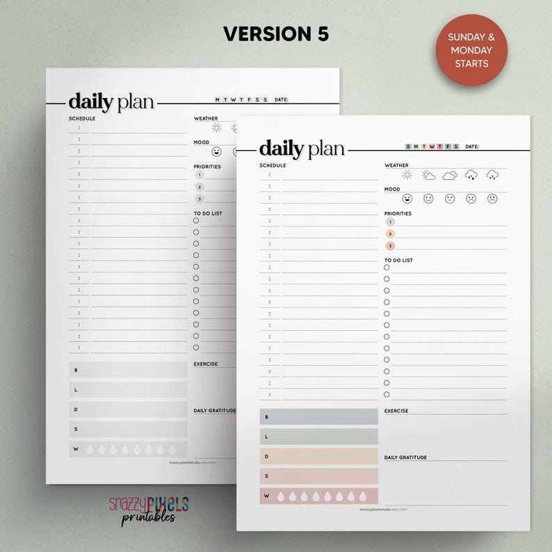 Daily Planner Printable, Fillable PDF, Minimalist To-do List (a4/a5 ...