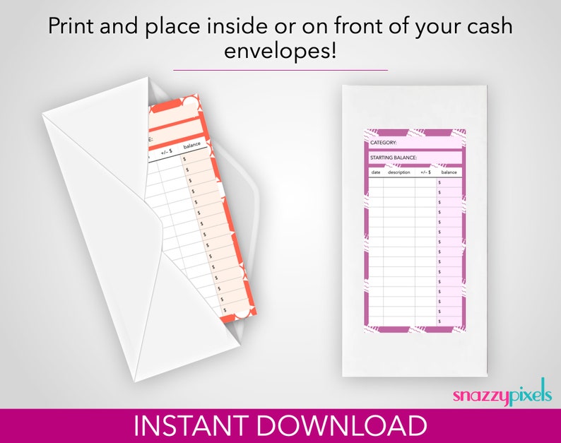 Cash Envelope Inserts Printable PDF 3x6 Inch Sinking Funds - Etsy