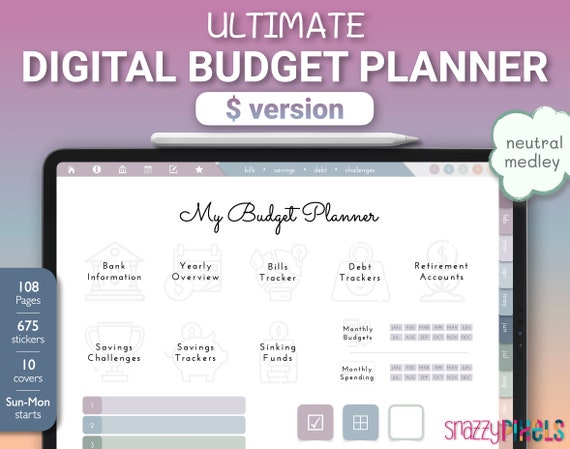 Digital Budget Planner neutrals Digital Finance Planner - Etsy