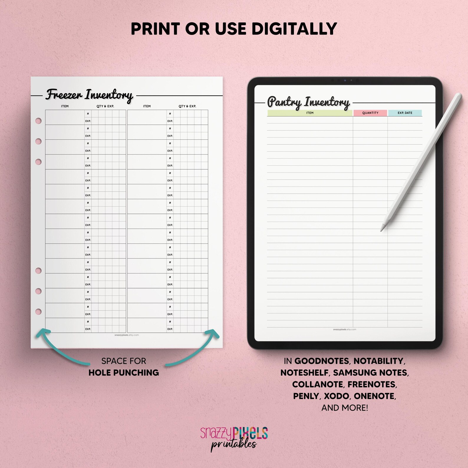 Kitchen Inventory Printable Template, Fridge Freezer Pantry Herbs ...