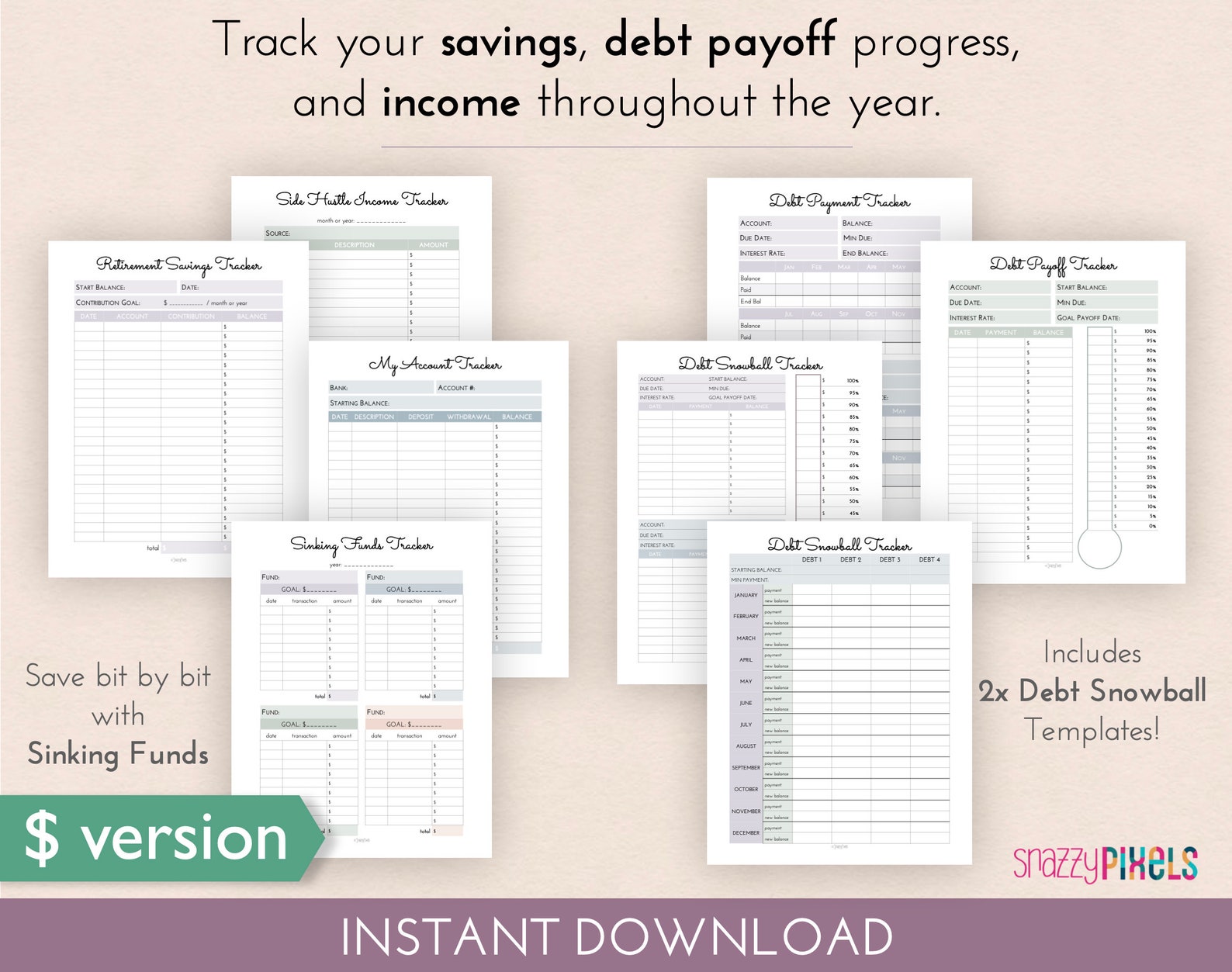 Budget Planner Printable PDF neutrals, Financial Planner Printable ...