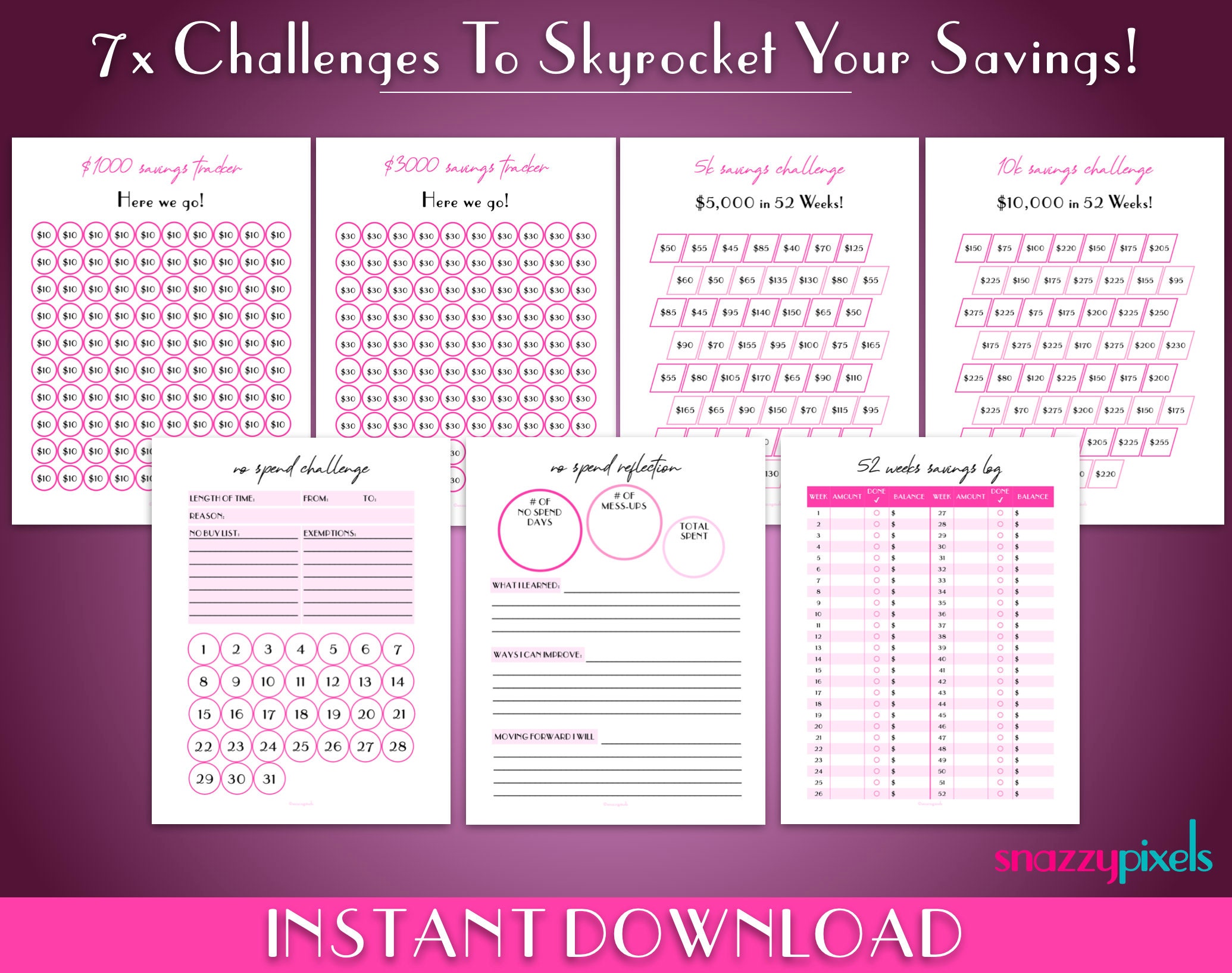Budget Planner Printable PDF Pink Financial Planner | Etsy