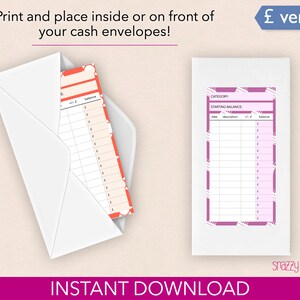 Cash Envelope Inserts GBP Printable PDF, 3x6 Inch, Sinking Funds Labels ...