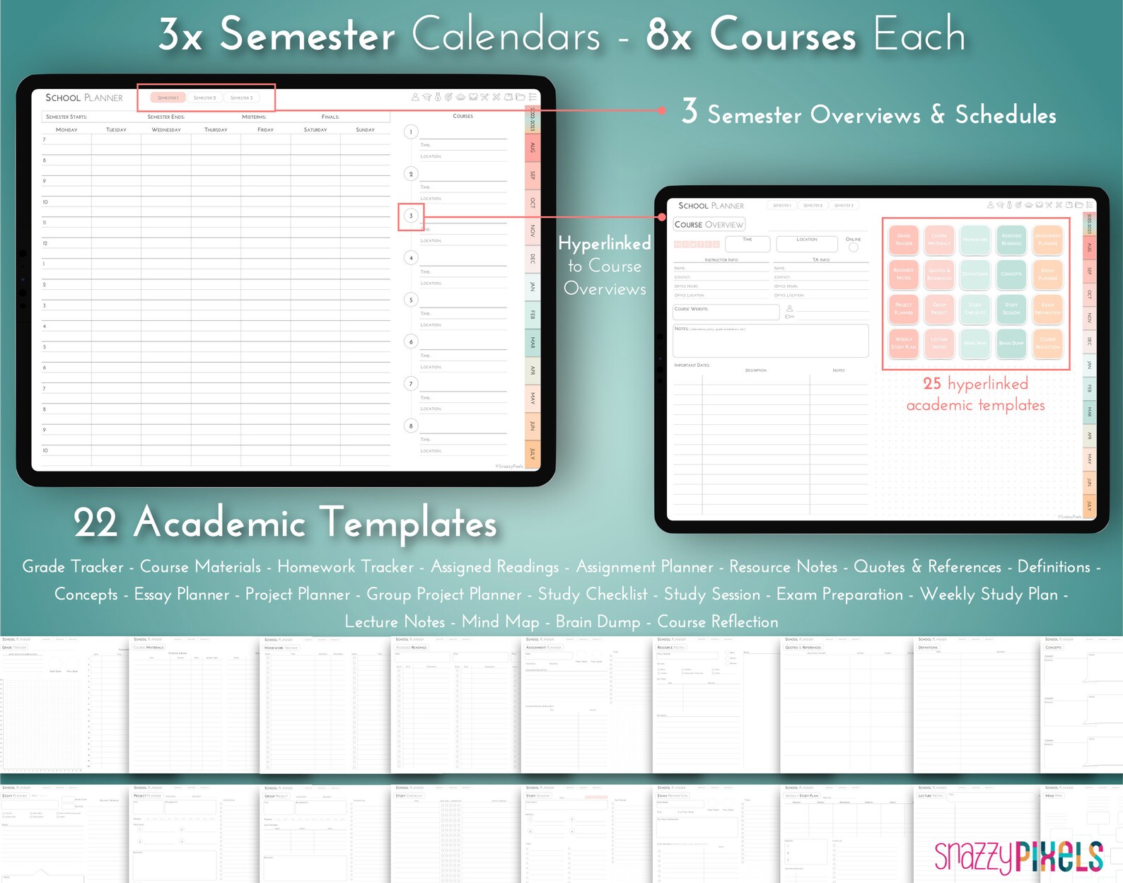 ALL-IN-ONE Digital Student Planner coral 2022-2023 Academic - Etsy