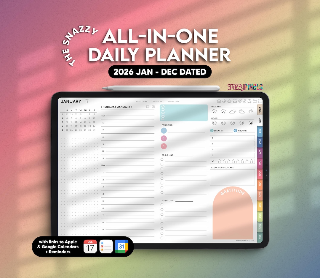 2026 Dated Digital Daily Planner (rainbow), Landscape Planner for ...