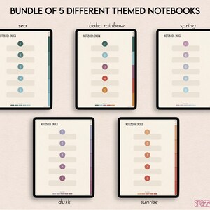 5 Digital Notebooks (boho), 5 Tabs for Goodnotes Notability, Digital ...
