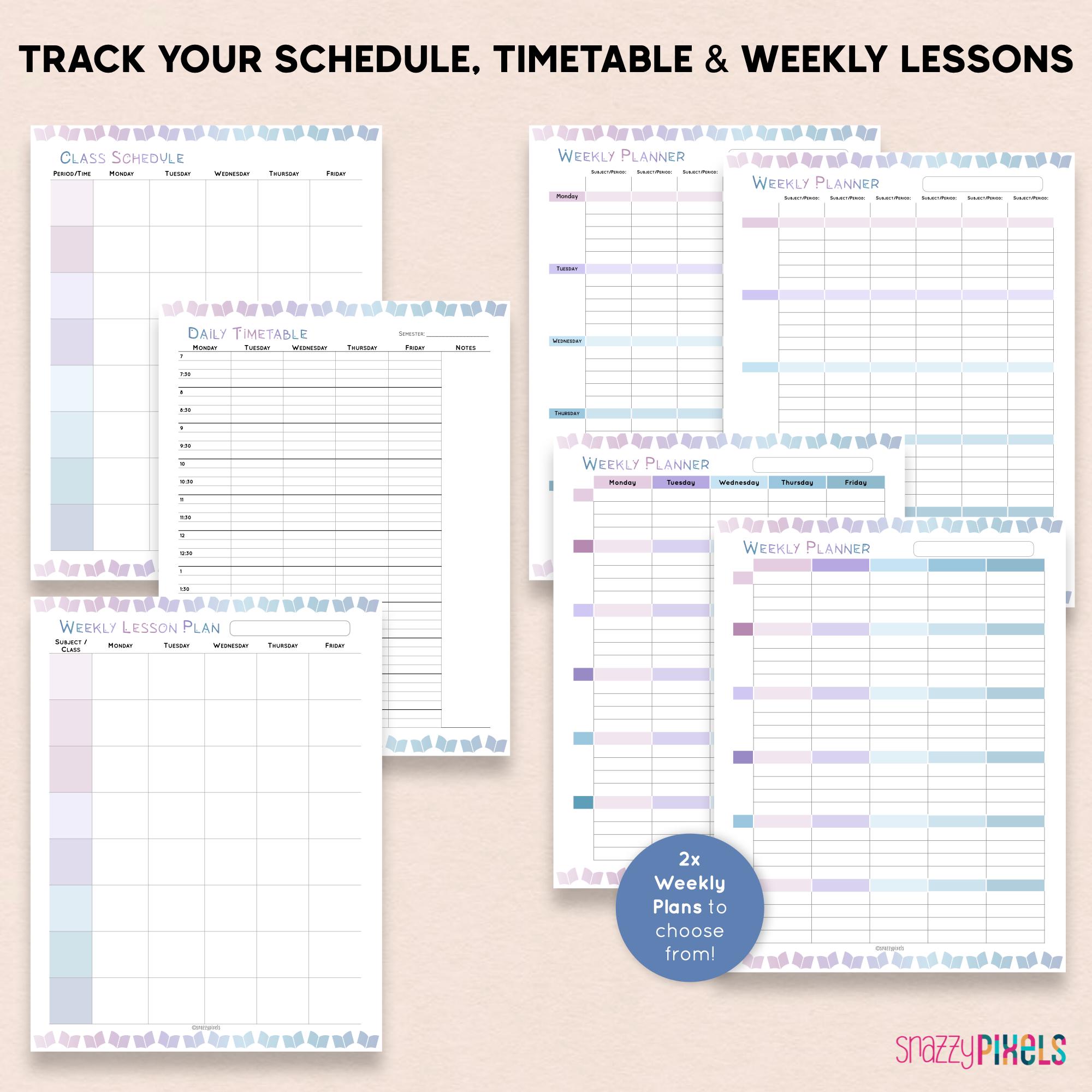 Teacher Planner Printable (cool Blossom), Undated Teaching Binder ...