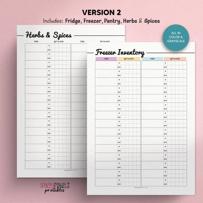 Kitchen Inventory Printable Template, Fridge Freezer Pantry Herbs ...