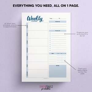 Weekly Planner Printable PDF (color), Weekly Schedule, Week Organizer ...