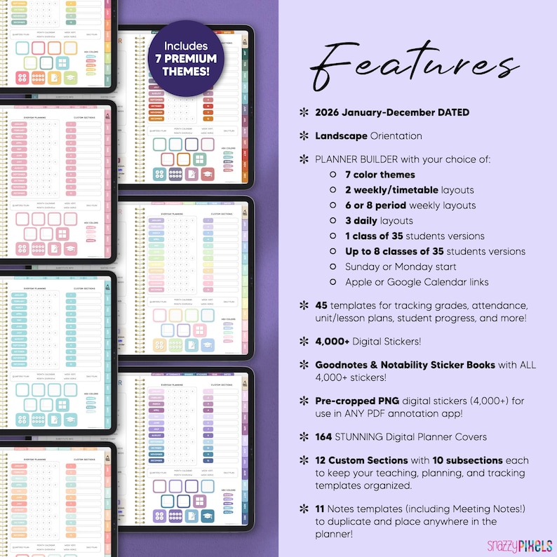 Digital Teacher Planner 2026 DATED Lesson Planner, Academic Planner ...