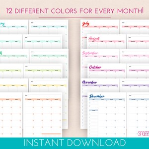 Monthly Calendar Planner Printable PDF (color), Undated Calendar ...