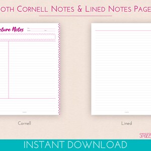 Printable Lecture Notes, Cornell Notes Template, Lined Notes Paper ...