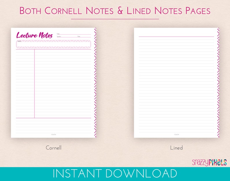 Printable Lecture Notes Cornell Notes Template Lined Notes - Etsy