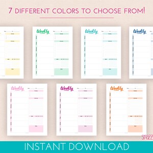 Weekly Planner Printable PDF (color), Weekly Schedule, Week Organizer ...