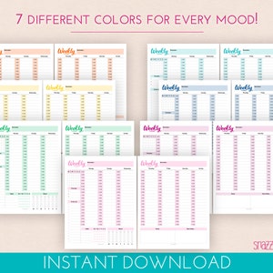 Weekly Hourly Planner Printable PDF (color), Daily Schedule, Weekly ...
