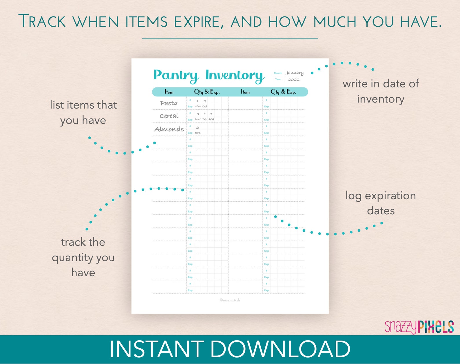 Kitchen Inventory Printables PDF Pantry Inventory Fridge - Etsy