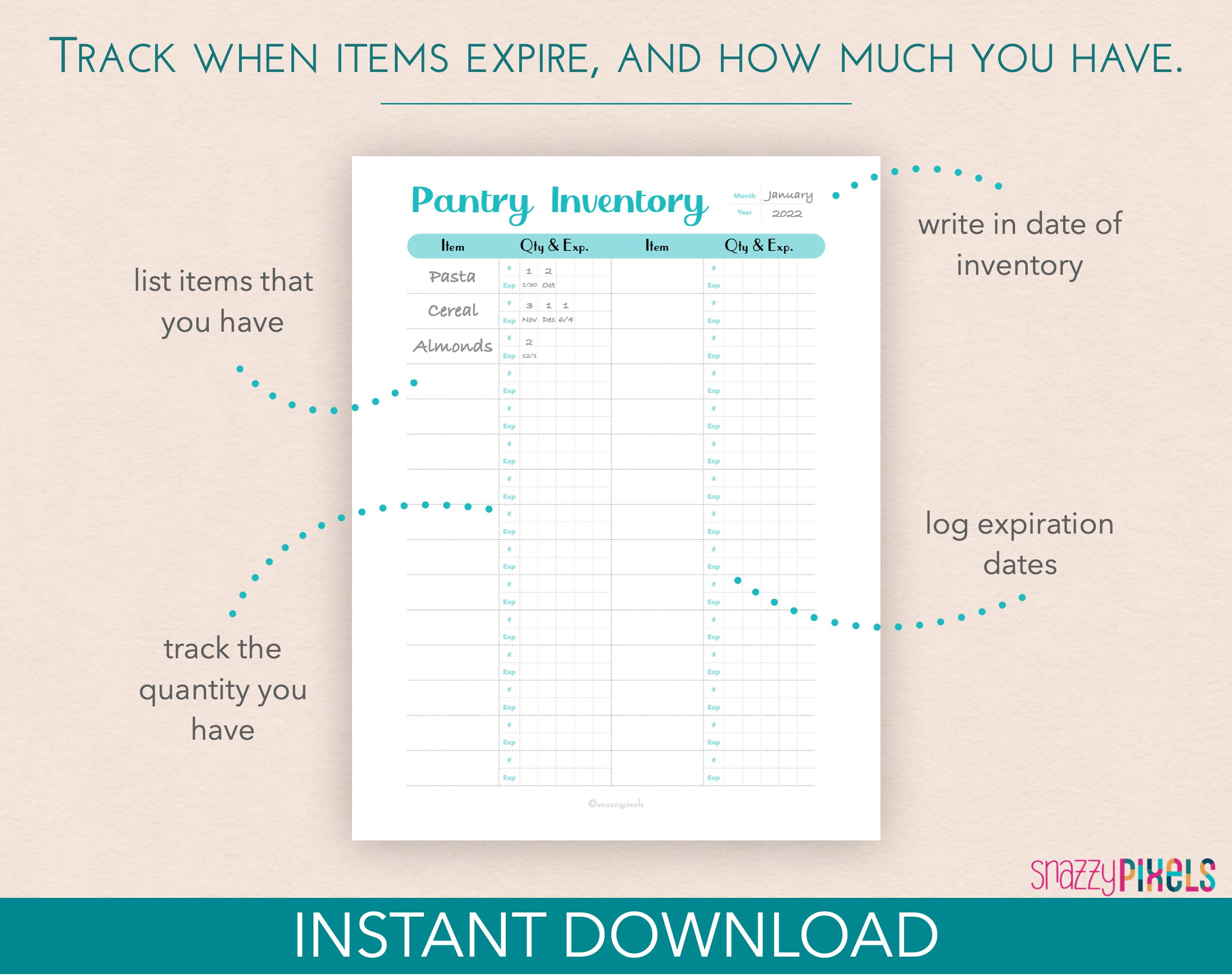 Kitchen Inventory Printables PDF Pantry Inventory Fridge - Etsy