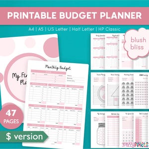 Budget Planner Printable PDF pink, Financial Planner Printable ...