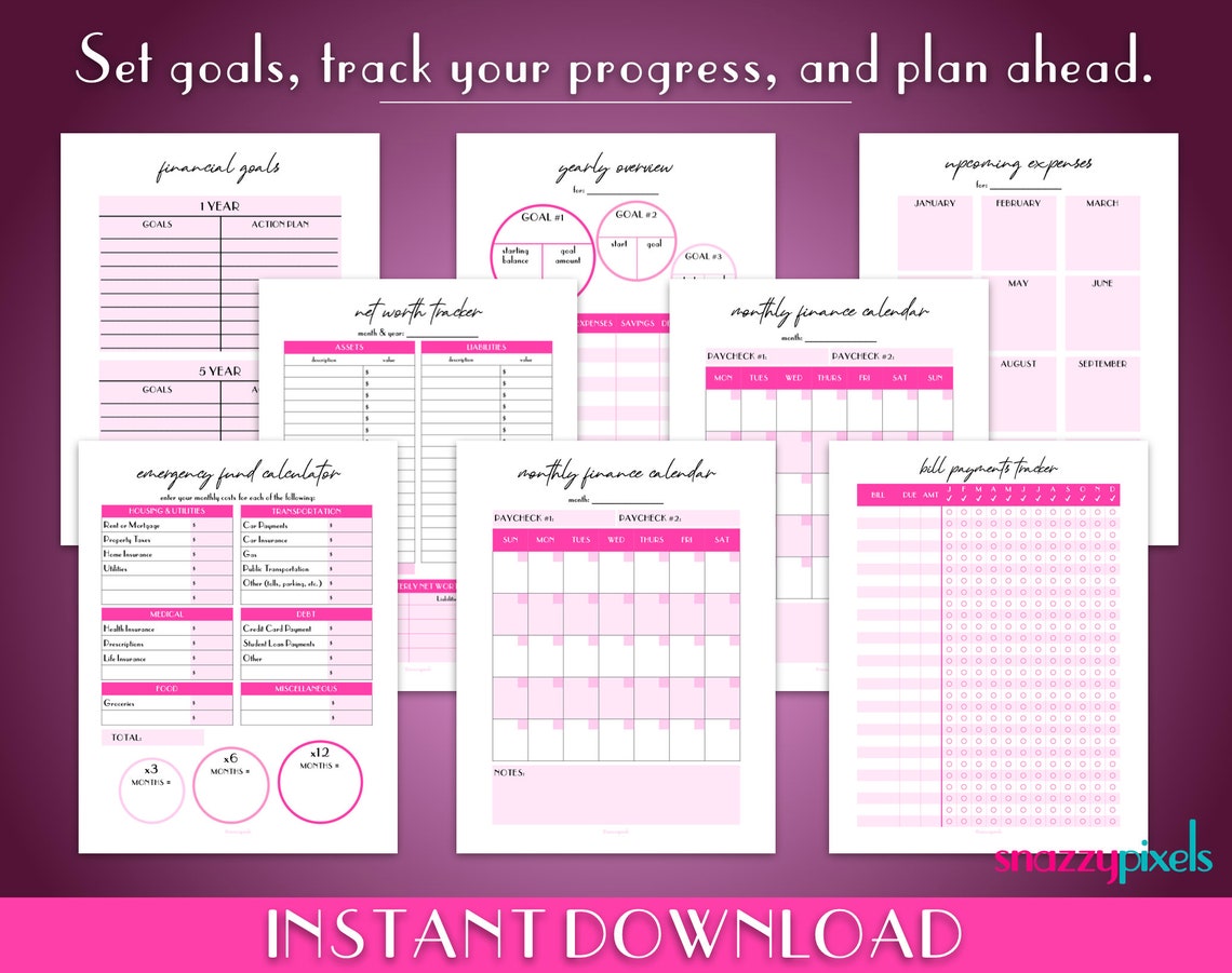 Budget Planner Printable PDF Pink Financial Planner | Etsy