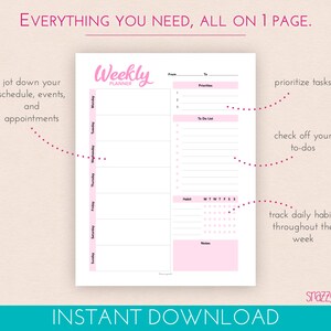 Weekly Planner Printable PDF (color), Weekly Schedule, Week Organizer ...