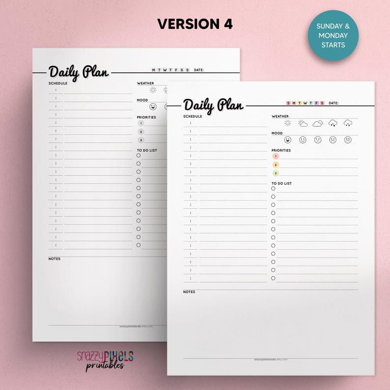 Retro Daily Planner Printable, Fillable PDF, Undated - Etsy