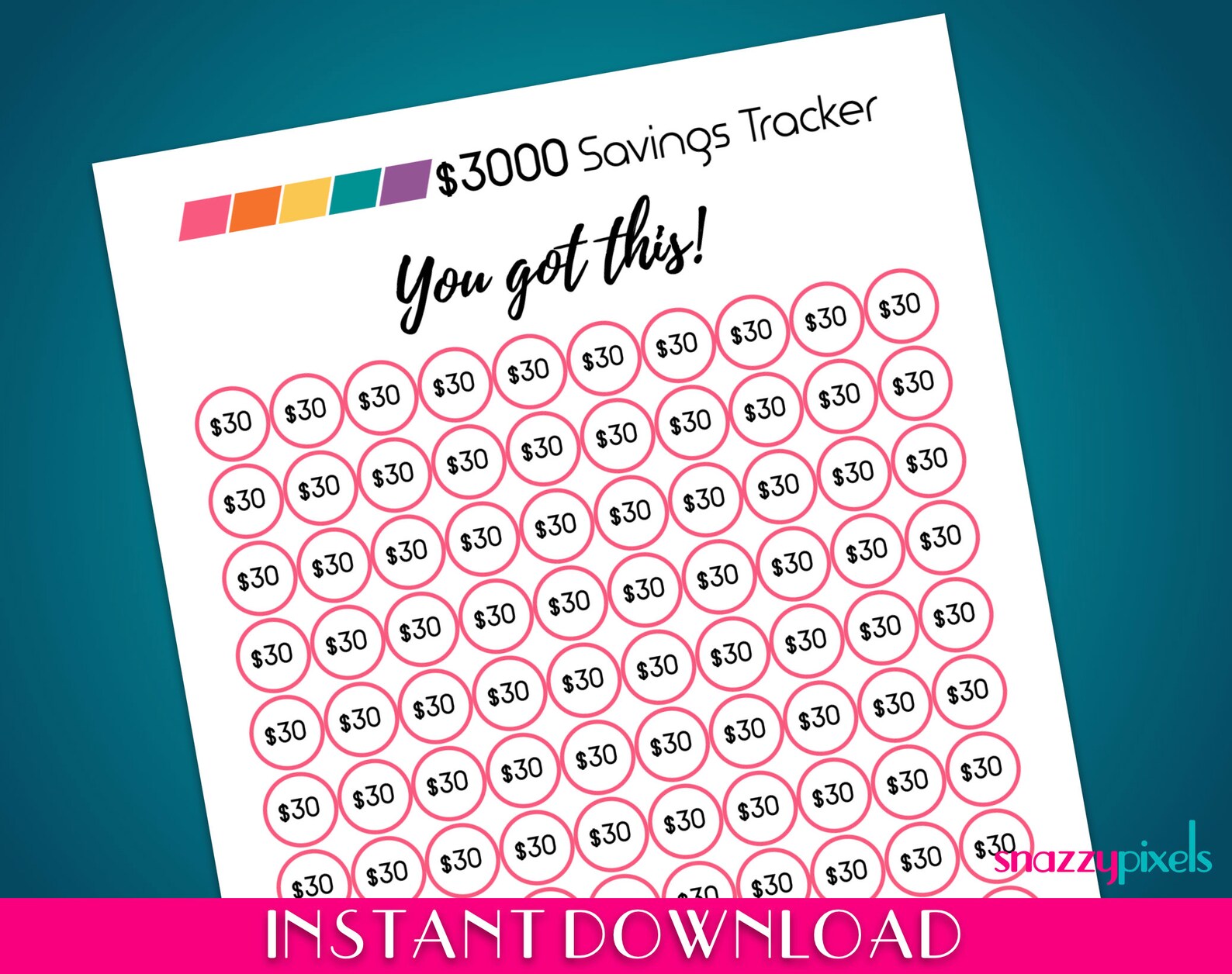 3000 Savings Challenge printable PDF 3k Savings Tracker - Etsy