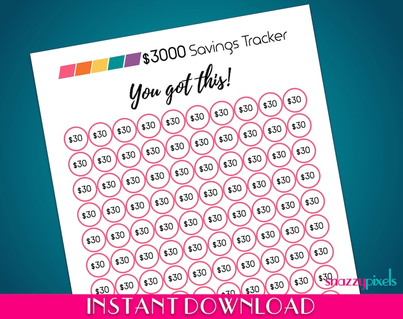3000 Savings Challenge printable PDF 3k Savings Tracker - Etsy