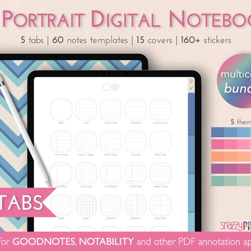 5 Digital Notebooks boho 5 Tabs for Goodnotes Notability - Etsy