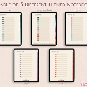 5 Digital Notebooks boho, 12 Tabs for Goodnotes Notability, Digital ...