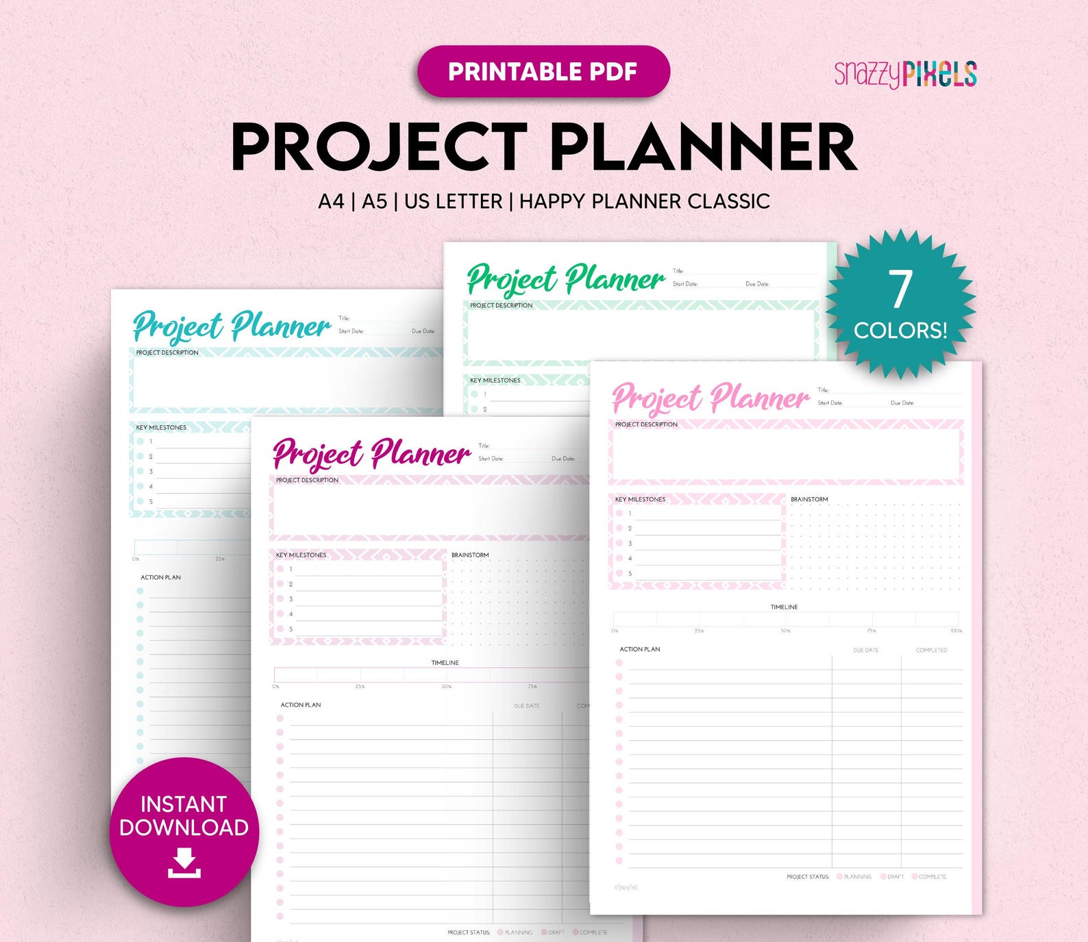 Project Planner Printable, Project Template, Project Tracker, Work ...