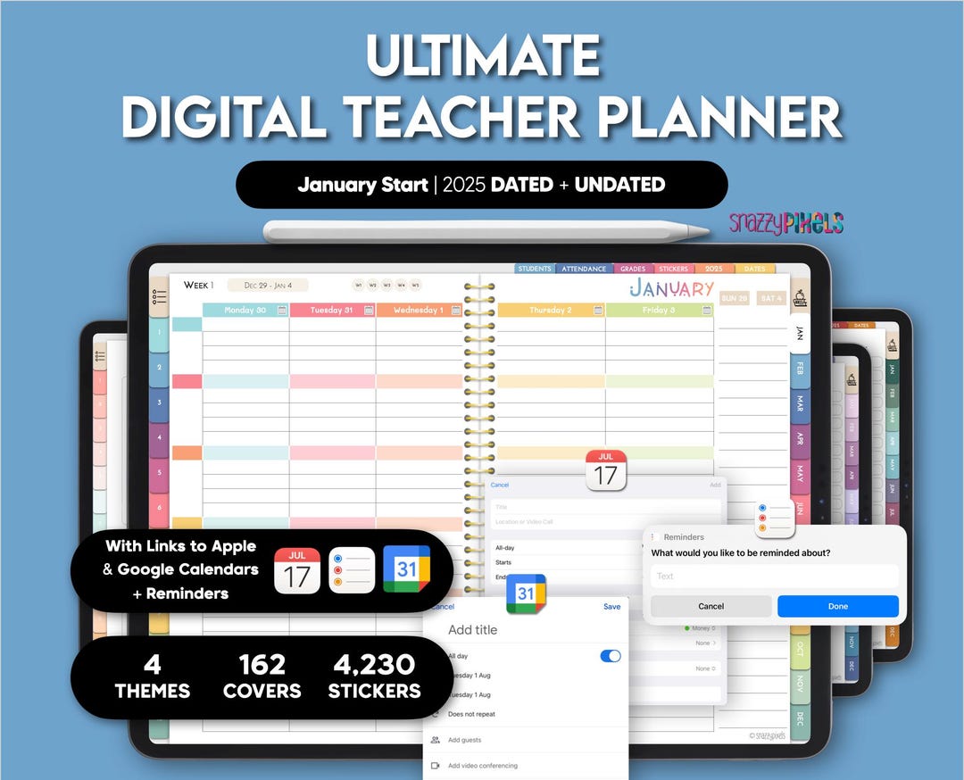 Digital Teacher Planner 2025 UNDATED & DATED Lesson Planner, Academic ...