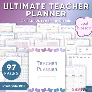 Teacher Planner Printable cool Blossom, Undated Teaching Binder, Lesson ...