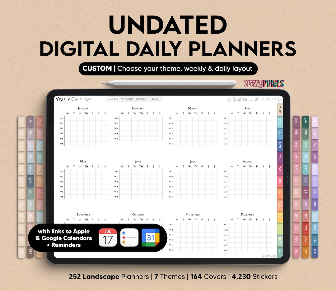 UNDATED Digital Daily Planner, Landscape All-in-one Planner, Digital ...